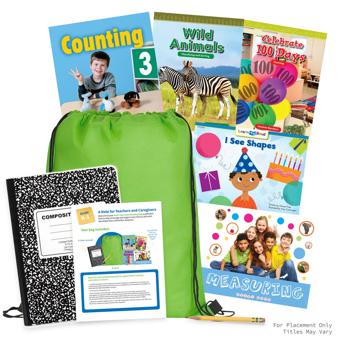 English Grade K Math Take Home Bag - 50 – Steps to Literacy